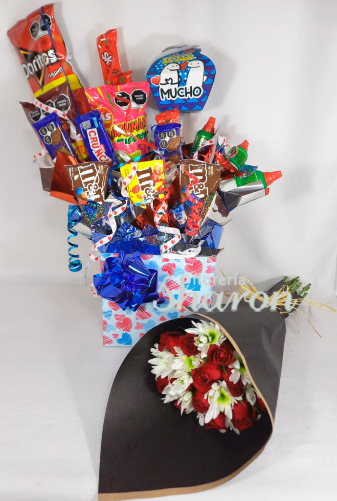 Regalo San Valentín ramo de rosas y dulces Loco por Ti – Envío de ...
